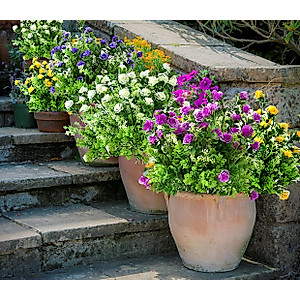 BSNOW Artificial Flowers 6 Bundles Outdoor Fake Flowers for Decoration UV Resistant No Fade Faux Plastic Plants Garden Porch Window Box Décor (Blue)