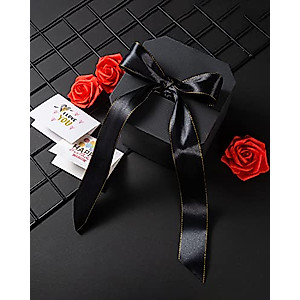 JSUPMKJ Money Pull Box for Cash Gift, Money Roll Gift Box with Flower, Ribbon Gift Box, Money Gift Box Pull for Birthday/Christmas/Valentine's Day (Black)