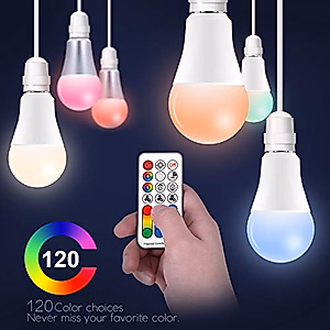 ILC Color Changing LED Light Bulb, 120 Colors, 2700K Warm White, 70 Watt Equivalent, DIY Strobe, RGB with Remote Control, LED 10W A19 E26 Screw (Pack of 2)