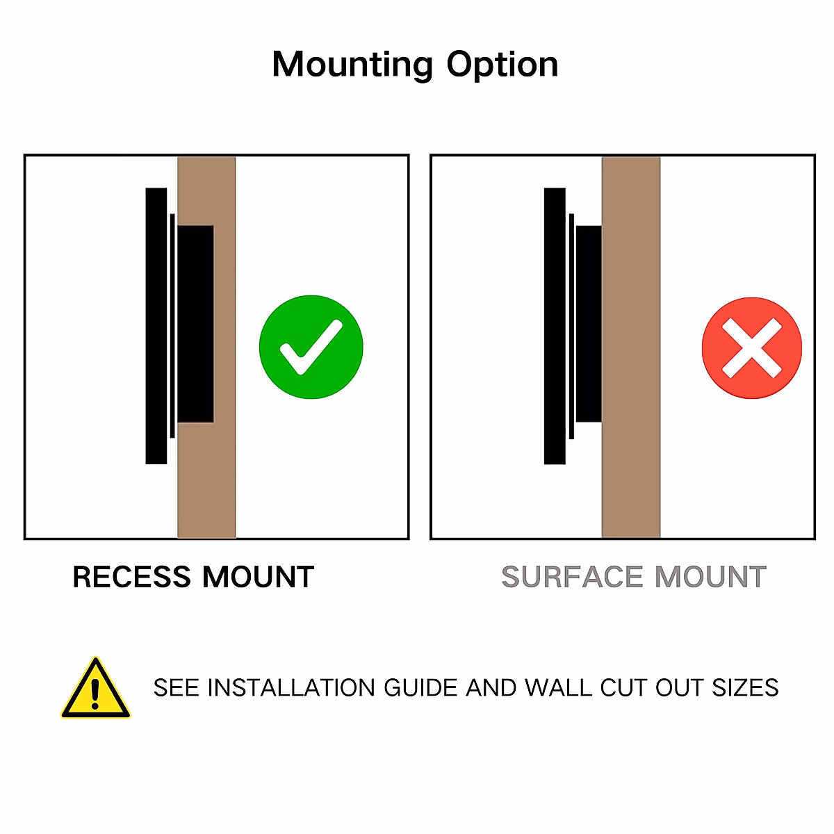 TEHOME Recessed Mount 16x26'' Squared Rectangle Brushed Gold Bathroom Medicine Cabinet with Mirror Gold Metal Framed Rectanglular Medicine Cabinet 2 Adjustable Glass Shelves