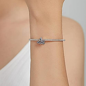 BISAER 925 Sterling Silver Initial Letter A Charms for Bracelets Alphabet Beads Charm Jewelry Gifts