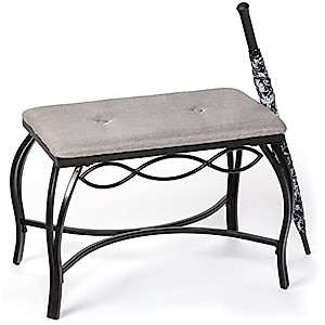 Mango Steam Heather Gray Shoe Bench - Vanity Seat for Makeup Room, Dressing Stool, Entryway Bench - Powder Coated, Upholstered, Space Saving