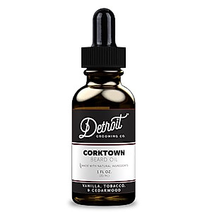 Detroit Grooming Co. Beard Oil – All-Natural, Hydrating Formula with Natural Oils, Vitamin E – Black Beard Oil (Cedarwood & Amber) – 1 oz (Corktown)