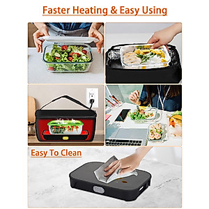 Dosevita Portable Oven Lunch Box Food Warmer 12V,24V,110V Mini Portable Oven Heated Lunch Box for Reheating and Cooking Meals for Car/Truck/Work/Travel/Home (Black)