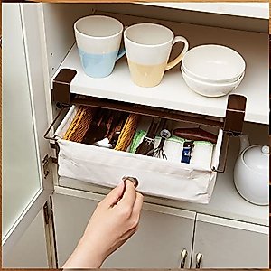 Aimedia Under-Desk Storage Box Under Desk Mounting Table Retrofit Drawers Space Can Be Installed Utilizes Gaps! Slide Box, Alloy Steel, Beige