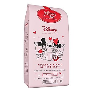 Joffrey's Coffee - Disney Mickey & Minnie Be Mine Brew, Disney Specialty Coffee Collection, Medium Roast, Arabica Beans, Chocolate & Coconut Cream Flavor, Brew or French Press (Whole Bean, 11 oz)