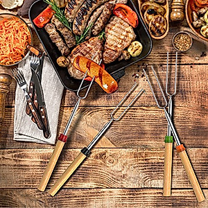 Ezire Marshmallow Roasting Sticks, Extendable Telescoping Smores Skewers for Fire Pit Campfire BBQ Hot Dog Marshmellow 32inch (8Pcs)