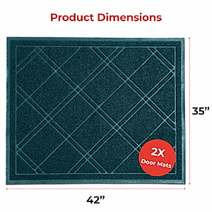 SlipToGrip Durable Door Mat - Green Plaid Design Entryway Rug - 42x35 inches, No-Slip and Washable - Indoor and Outdoor Use, Weatherproof - Ideal for Garage, Patio, and Front Entryway
