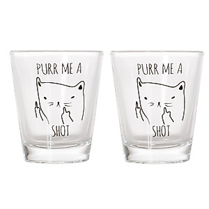 Artisan Owl Best Cat Mom Ever and Purr Me a Shot Shot Glasses Bundle