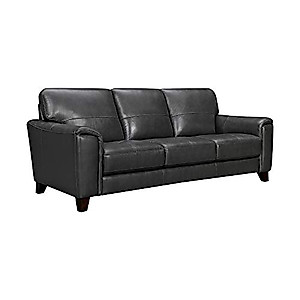 Armen Living Bergen 87" Leather Square Arm Sofa, Pewter
