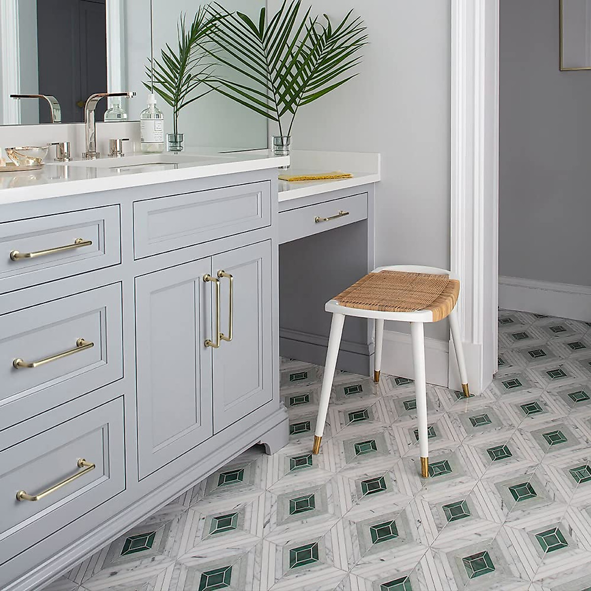 Goo-Ki 6 Pack 5" Center to Center Light Brushed Brass Modern Cabinet Pulls Solid Contemporary Home Improvement Hardware Brushed Drawer Pulls Zinc Alloy Kitchen Handles