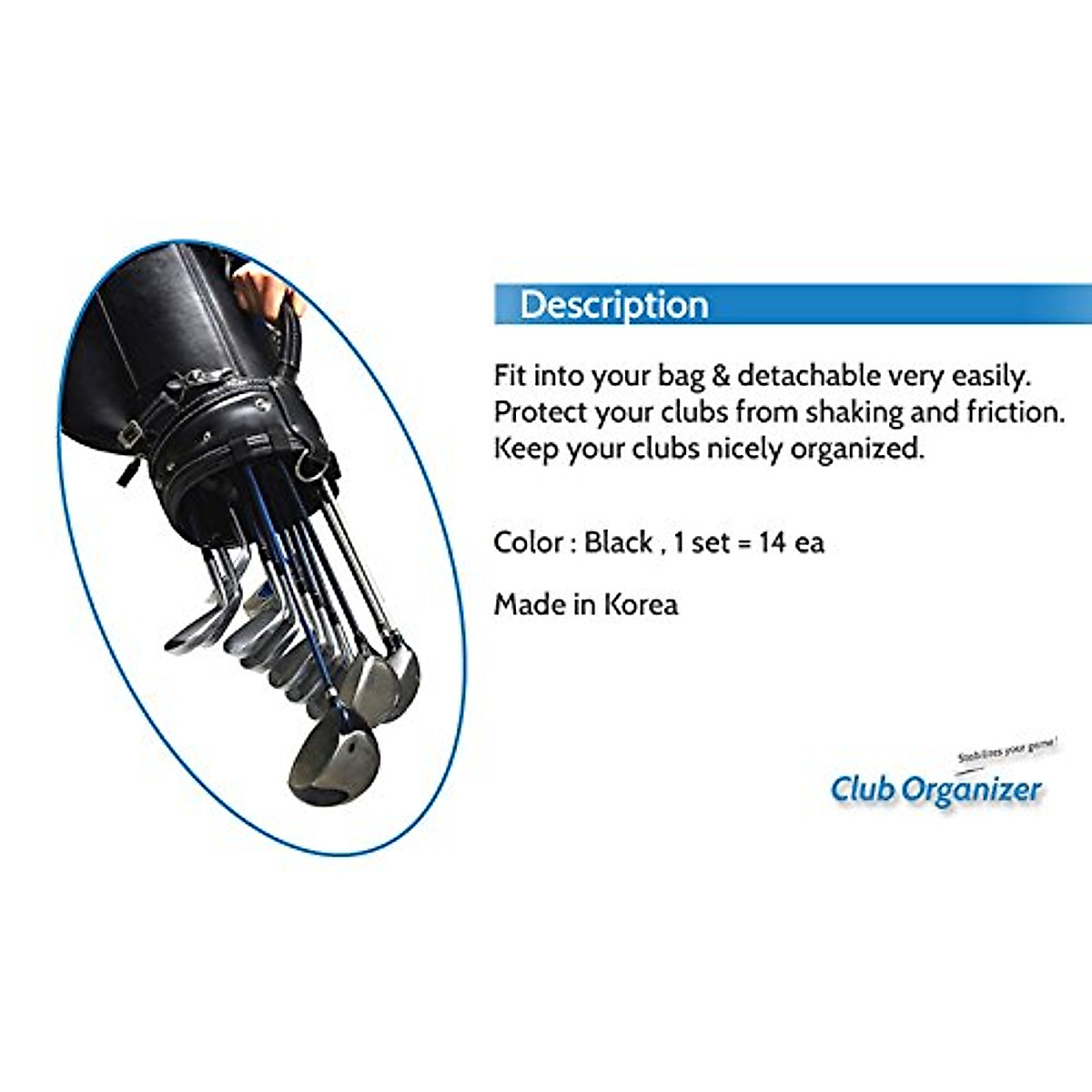 Golf Club Organizers 14pcs 1set Clip Power Holder to Protect Iron Putter on Bag by i & Plus