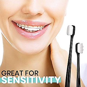 Extra Soft Toothbrush, Nano Toothbrush For Sensitive Gums, Extra Soft Toothbrushes Adult Sensitive Teeth Manual, Ultra Soft Toothbrush for Extra Protection Gum Care, Perfect for Kids & Adults (4 Pack)