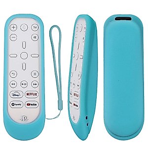 CHUNGHOP Protective Silicone Remote Case for PlayStation 5 Media Remote Control, PS5 Media Remote Cover, Shockproof Washable Cover with Loop-Glow in Dark Blue