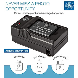 BM Premium EN-EL19 Battery and Charger for Nikon Coolpix A300, W100, W150, S100, S3100, S3200, S3300, S3500, S3600, S3700, S4100, S4200, S4300, S5200, S5300, S6400, S6500, S6800, S6900, S7000 Cameras
