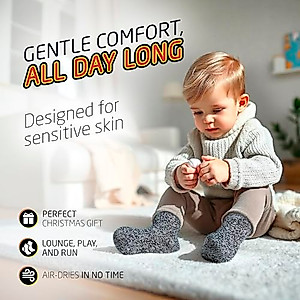 HOT FEET Toddler Warm Socks – 5/6 Pack Thermal Crew Winter Socks for Toddlers, Thick Insulated Snow Socks for Kids, 2 Solid Non-gripped / 3 Marled Gripped (2)