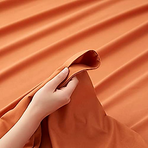 DengChao 4PCS Twin Size Brushed Microfiber Bed Sheet Set with Body Pillowcase,16 Inches Deep Pocket Fitted Sheet Easy to Fit Mattress,Soft Breathable Wrinkle and Fade Resistant,Terracotta