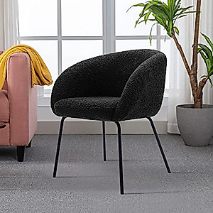 Zesthouse Mid Century Dining Chairs Barrel Chairs Set of 2, Sherpa Accent Chairs for Living Room Bedroom, Upholstered Kitchen & Dining Room Chairs with Metal Legs,Comfy Leisure Sofa Chairs