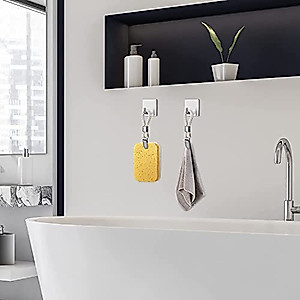 HSCGIN 4pcs Cotton Rope Clip Hanging Clip 115x23mm Braided Cotton Loop Towel Clip with Metal Clamp for Home, Bathroom, Kitchen, Storage, Bold Twill White, Badge