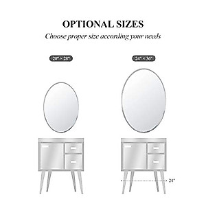 Villacola Oval Bathroom Mirror for Wall 24x36 Inch Beveled Edge Frameless Mirror in Entryway Washroom Living Room