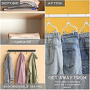 Hoolerry 10 Pcs Clear Hangers with Clips Acrylic Glitter Hangers 17 x 8 Inches Plastic Skirt Pants Hangers with Non Slip Notches Adjustable Clips Coat Hanger for Clothes Skirt Trousers Jeans (Silver)