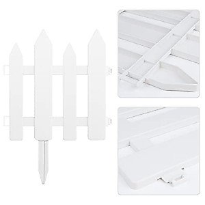 ELECLAND 6 Pieces Garden Fence with 6 Pieces Fence Inser White Plastic Fence Garden Picket Fence Edgings Lawn Flowerbeds Plant Borders Decorative Garden Yard