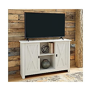 Signature Design by Ashley Turnley Farmhouse Accent Cabinet or TV Stand, Fits TVs up to 52", Whitewash