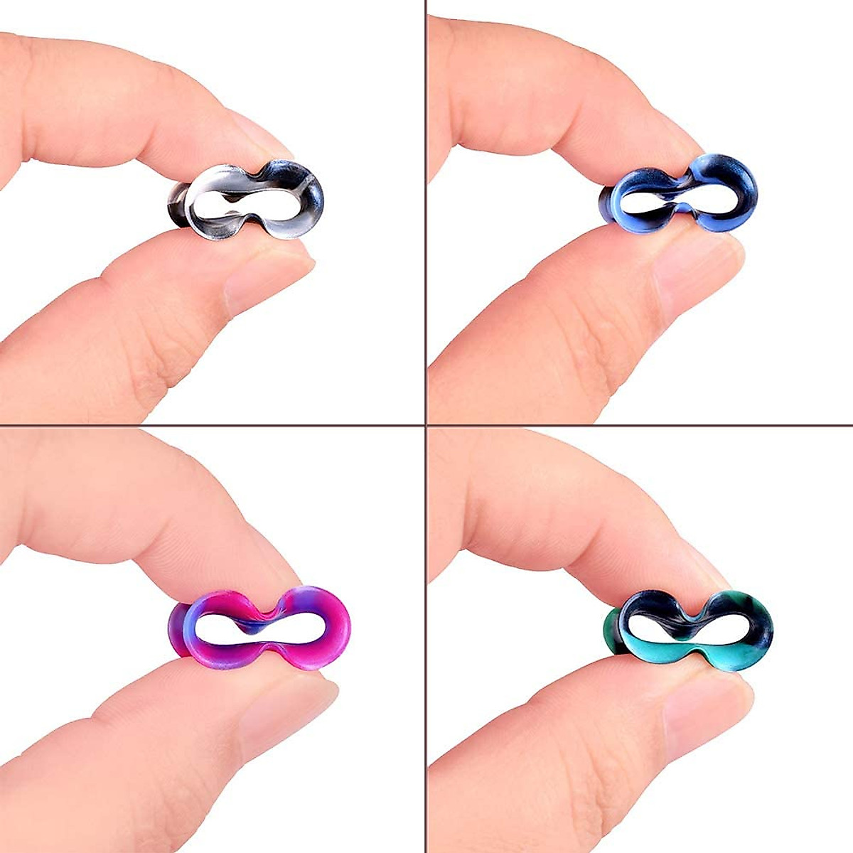 Qmcandy 60pcs Colorful Soft Flexible Silicone Tunnels Double Flared Ear Piercing Plugs Gauge 9/16 inch