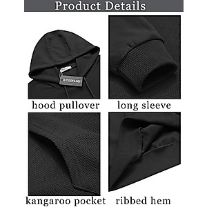 COOFANDY Men's Gym Sweatshirt Long Sleeve Fashion Workout Athletic Hoodies Lightweight Hooded T Shirt Black