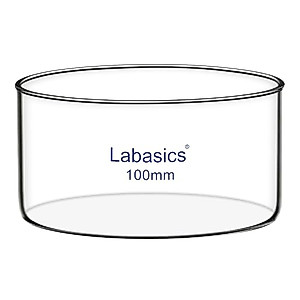 Labasics Crystallizing Dish, No Spout Flat Bottom Thick-Walled High Borosilicate Glass Crystallizing Dishes for Crystallization and Evaporation Lab Glassware, Outer Diameter: 100 mm, Capacity: 300 ml