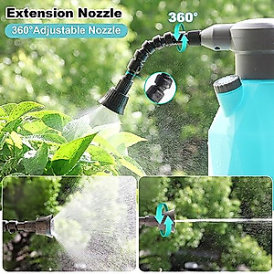 0.5 Gallon/2L Electric Spray Bottle Plant Mister, VAXMAY Electric Sprayer with Adjustable Mist Nozzle and Extension Spout, USB Rechargeable Continuous Spray Bottle for Plants, Fertilizing, Cleaning