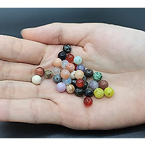 1200pcs 6mm Natural Round Stone Beads Gemstone Beading Loose Gemstone Beads Hole Size 1mm DIY Smooth Beads for Bracelet Necklace Earrings Jewelry Making,Box Packed (24 Material -2,6mm)