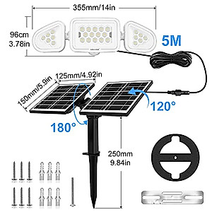 MEIKEE Outdoor Solar Lights - 3 Headed Dusk to Dawn LED Security Lights with Wide Angle Illumination - IP66 Waterproof Solar Powered Spotlights for Garage, Patio and Yard (No Motion Sensor)