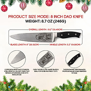 Birthday Gift BEST DAD - Premium Chef Knife Gift - 8 in. Stainless Carbon Steel Kitchen Knive w/Pakka Wood Handle - Father's Day, Christmas, Housewarming, Anniversary, Holiday Gifts by CutLinx