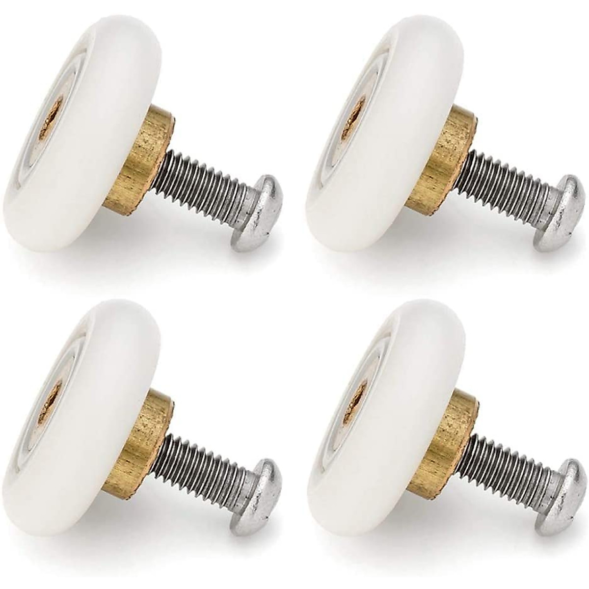 Set of 4 Dia 19mm Stainless Steel Shower Door Wheels Rollers Runners, White, 19mm x 5mm (Stainless steel-4PCS)