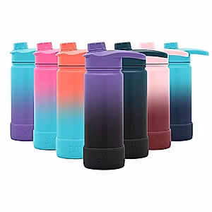 Simple Modern 18oz Water Bottle, Insulated Reusable Wide Mouth Stainless Steel Metal Flask with Chug Lid and Silicone Boot, Ombre: Violet Sky