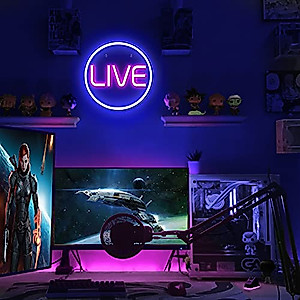 Lumoonosity LIVE Neon Signs - LED Live On Air Neon Lights for Twitch, Tiktok, Youtube Streamers/Gamers - Cool Live Streaming/Recording Sign - Round Led Sign for Studio, Wall, Bedroom, Game Room Decor