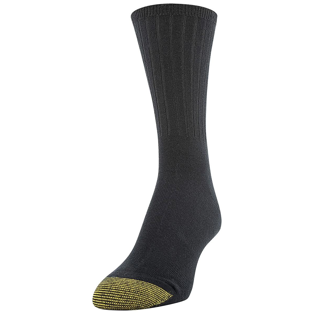 GOLDTOE Women's Casual Ribbed Crew Socks, 6-Pairs, Black, Medium