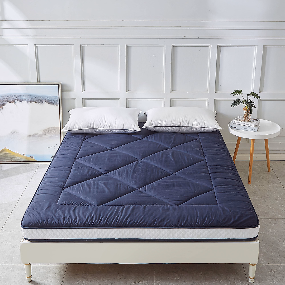 Heimorn Japanese Floor Futon Mattress - Thicken Sleeping Foldable & Portable Roll up Camping Mattress, Blue Full