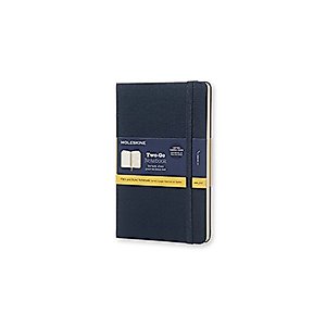 Moleskine Two-Go Textile Notebook, Hard Cover, Medium (4.5" x 7") Oriental Blue, 144 Pages