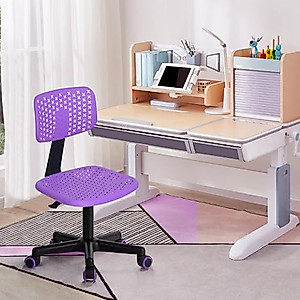 Homy Casa Inc PP Back Ergonomic Adjustable Design Armless Swivel Small Home Office Computer Desk Chair, Purple