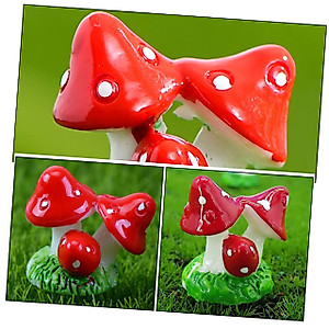 Abaodam 40 Pcs Micro Landscape Mushroom Dollhouse Decorations Mushroom Cake Decorations Outdoor Decor Mini Mushrooms Tiny Mushrooms Mini Succulent Ornament Fairy Plant Toy Room Resin