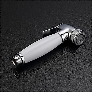 MINJING Bidet Faucet, Single Cold White Chrome Polishing Toilet Bidet Sprayer, Solid Brass Bathroom Shattaf Douche Kit,D Set