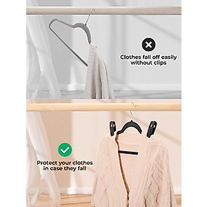 COZYMOOD Velvet Hanger Clips for Pants 24 Pack, Durable Clothes Hanger Clips for Velvet Hangers, Multi-Purpose Velvet Clips for Hangers, Black Velvet Hanger Clips for Baby Clothes