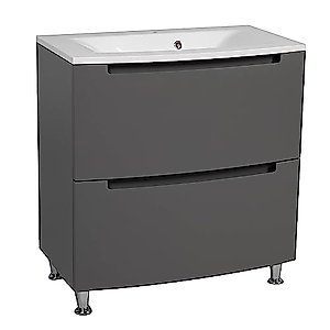 Sample of Cabinet Finish | Modern Free Standing Bathroom Vanity with Washbasin | Delux Gray Matte Collection | Non-Toxic Fire-Resistant MDF-Simple Collection 40"