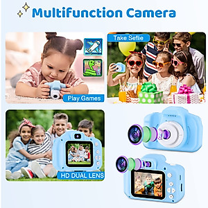 MAVREC Kids Digital Camera Toys for Boys Girls Age 3-9, 1080P HD Selfie Video Cameras for Toddler with 32GB SD Card, Best Easter Birthday Gifts for Boys Girls 3 4 5 6 7 8 9 Year Old Blue