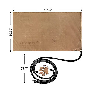 Zobire Pet Heating Pad, Dog Heating Pad, Indoor Waterproof Electric Heated Pet Bed