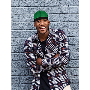 6 Pieces Silky Wave Caps for Men Kids 360 Wave Durag Cap Elastic Wave Velvet Hat (Black, Silver, Red, Green, Purple, Blue)