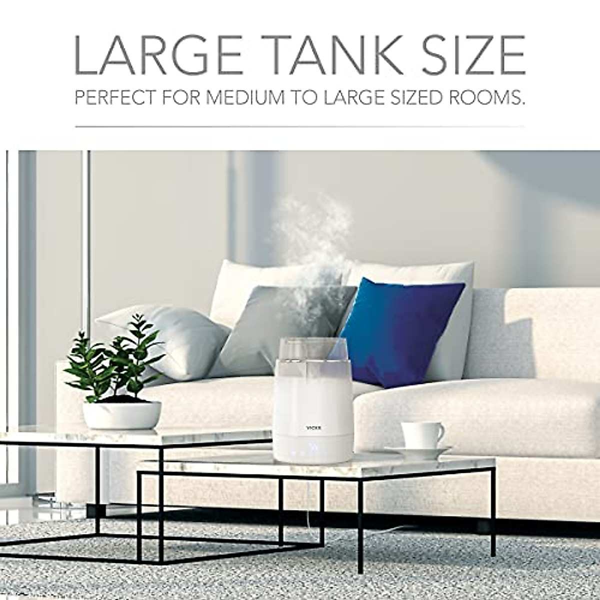 Vicks Embrace Cool Mist Top Fill Humidifier  (VUL900), White – Cool Mist Humidifier Top Fill for Bedroom or Office