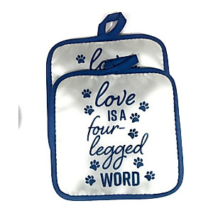 Kitchen Set -Oven Mitts and Pot Holders Sets with Kitchen Towels,- Heat Resistant Oven Gloves,Soft - -,Multi-Function Potholders Perfect for Cooking , Baking (4pcs) Love is a Four Legged Word